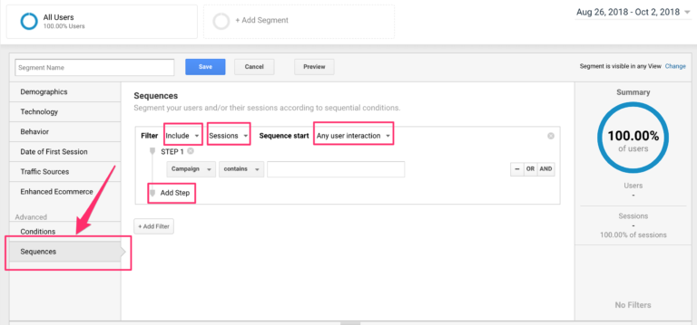 Sequence segments in Google Analytics • Yoast