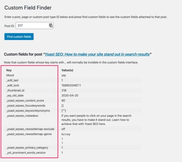 How to find the correct custom field name • Yoast