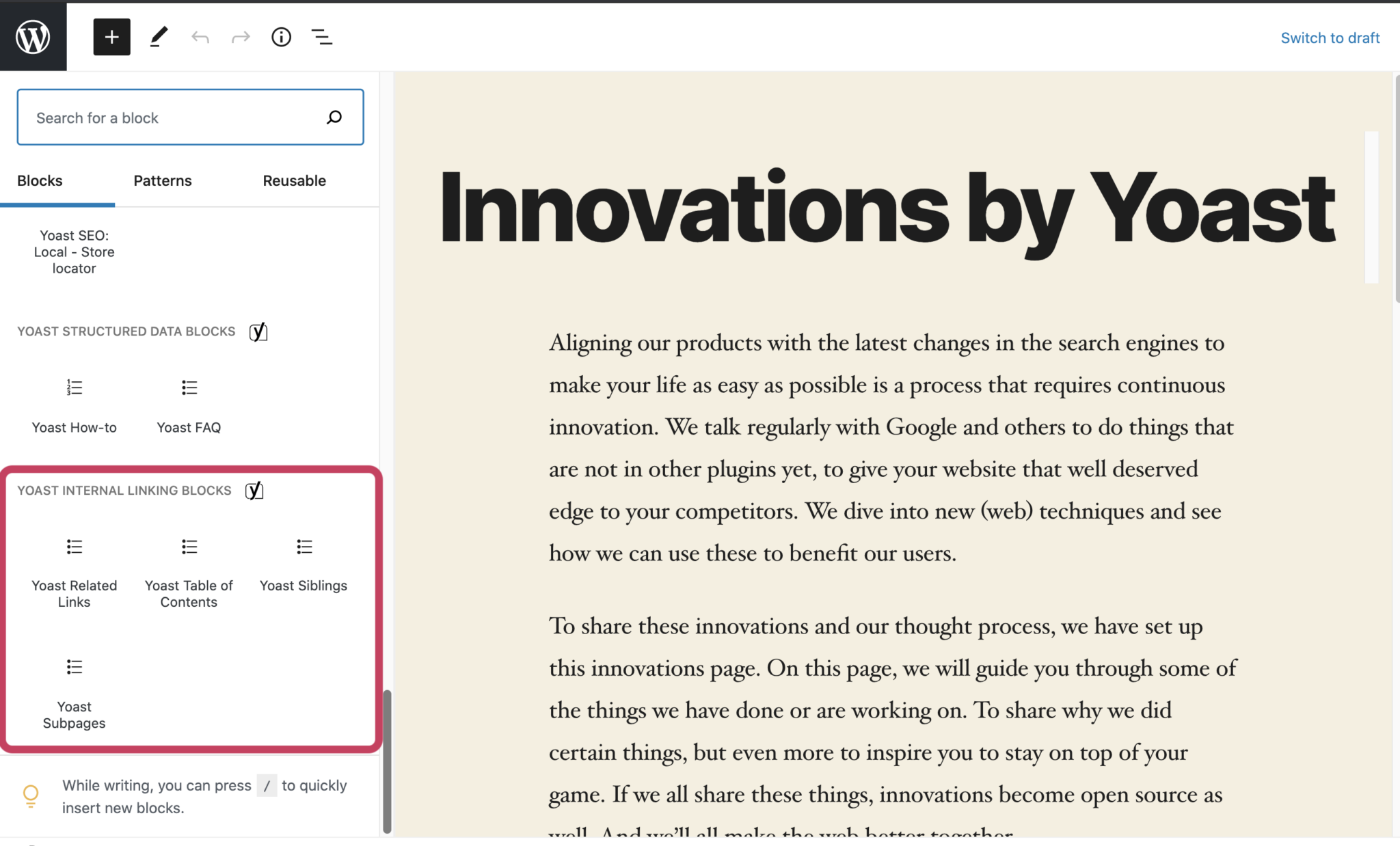 How to use the Yoast internal linking blocks • Yoast
