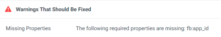 The following required properties are missing: fb:app_id • Yoast