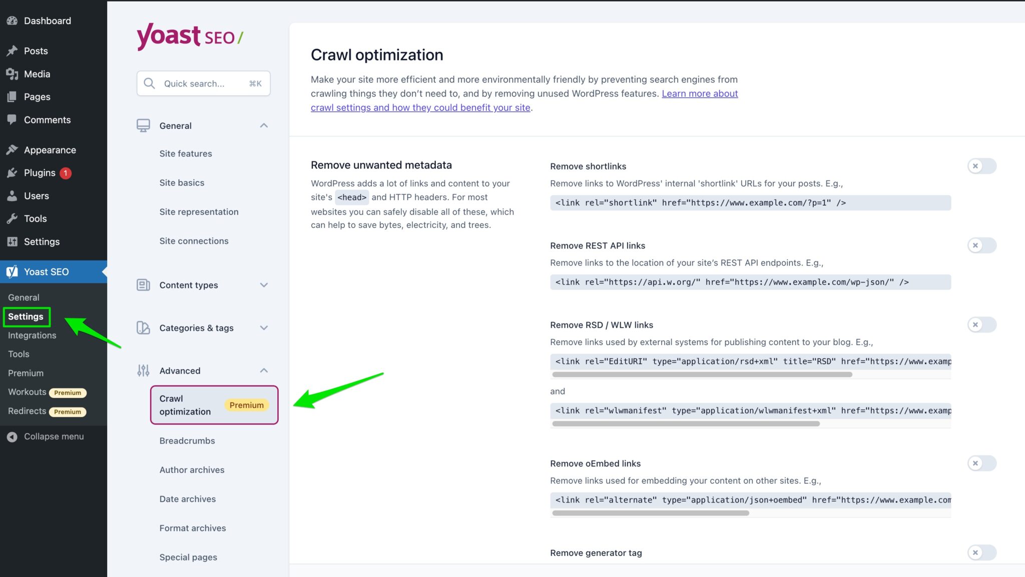 Yoast SEO Premium settings: Crawl optimization • Yoast