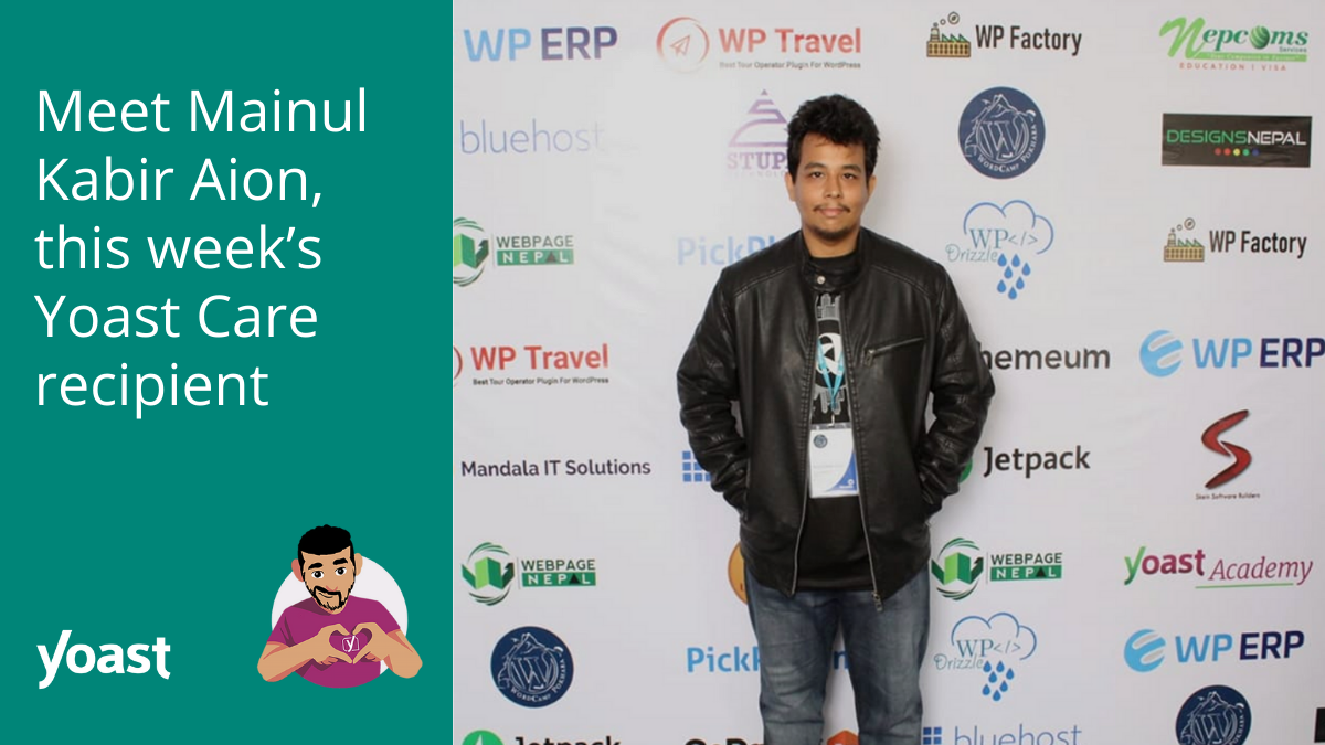 Mainul Kabir Aion receives the Yoast Care fund for his contribution to WordPress community • Yoast