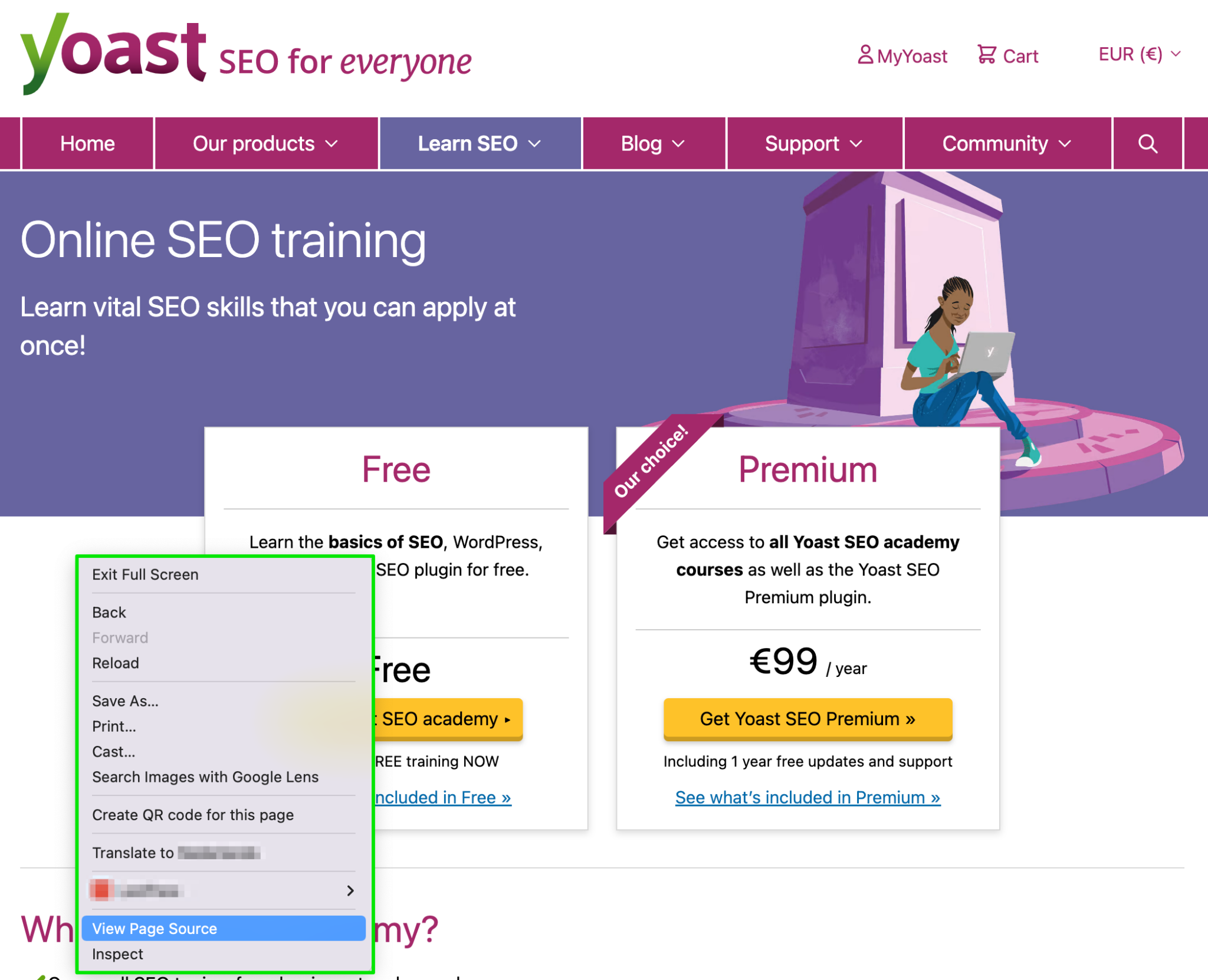 How to view the page source of your site • Yoast