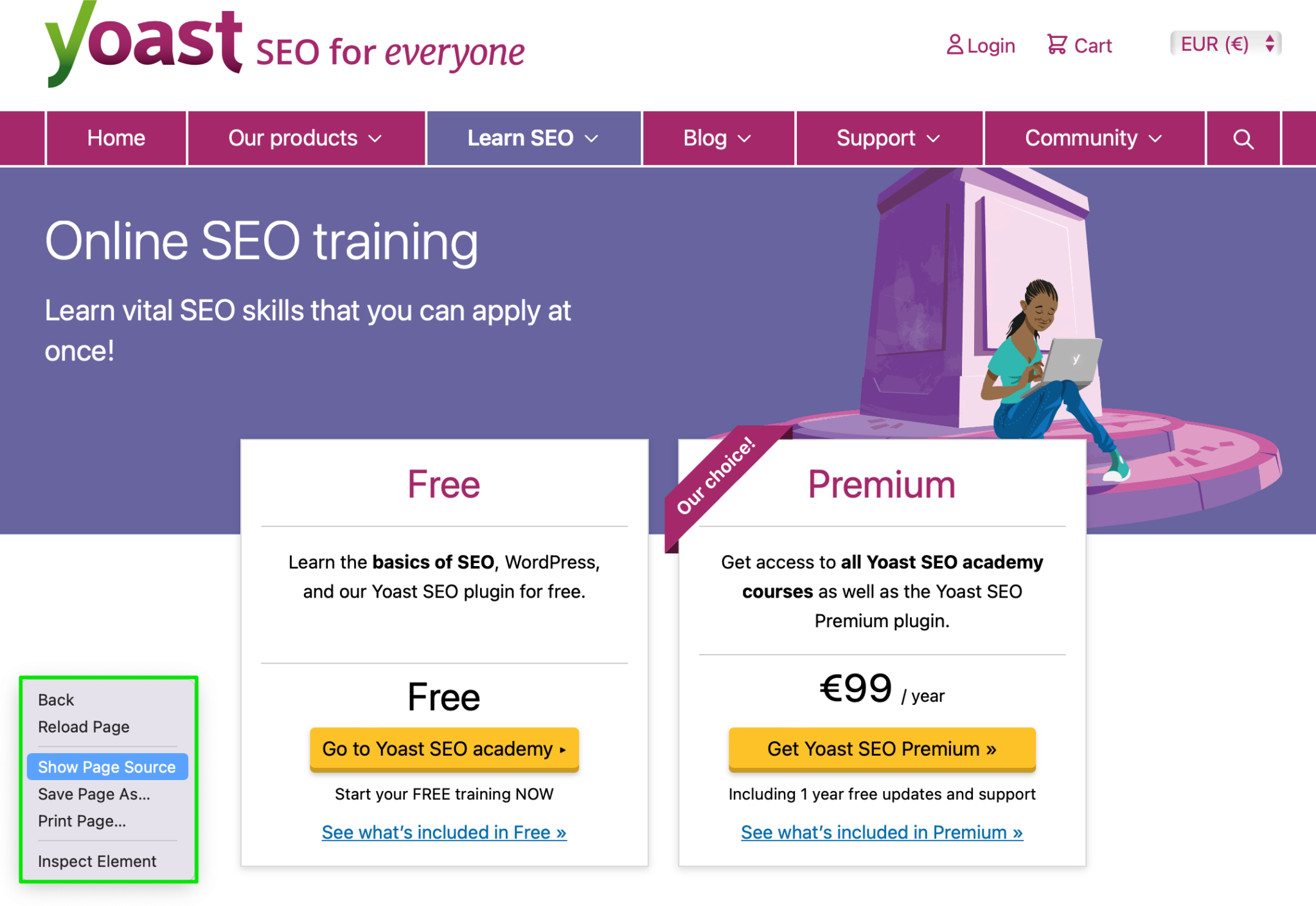 How to view the page source of your site • Yoast