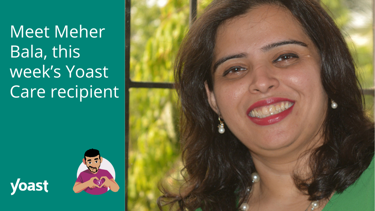 Meher Bala receives the Yoast Care fund for her contributions to WordPress • Yoast