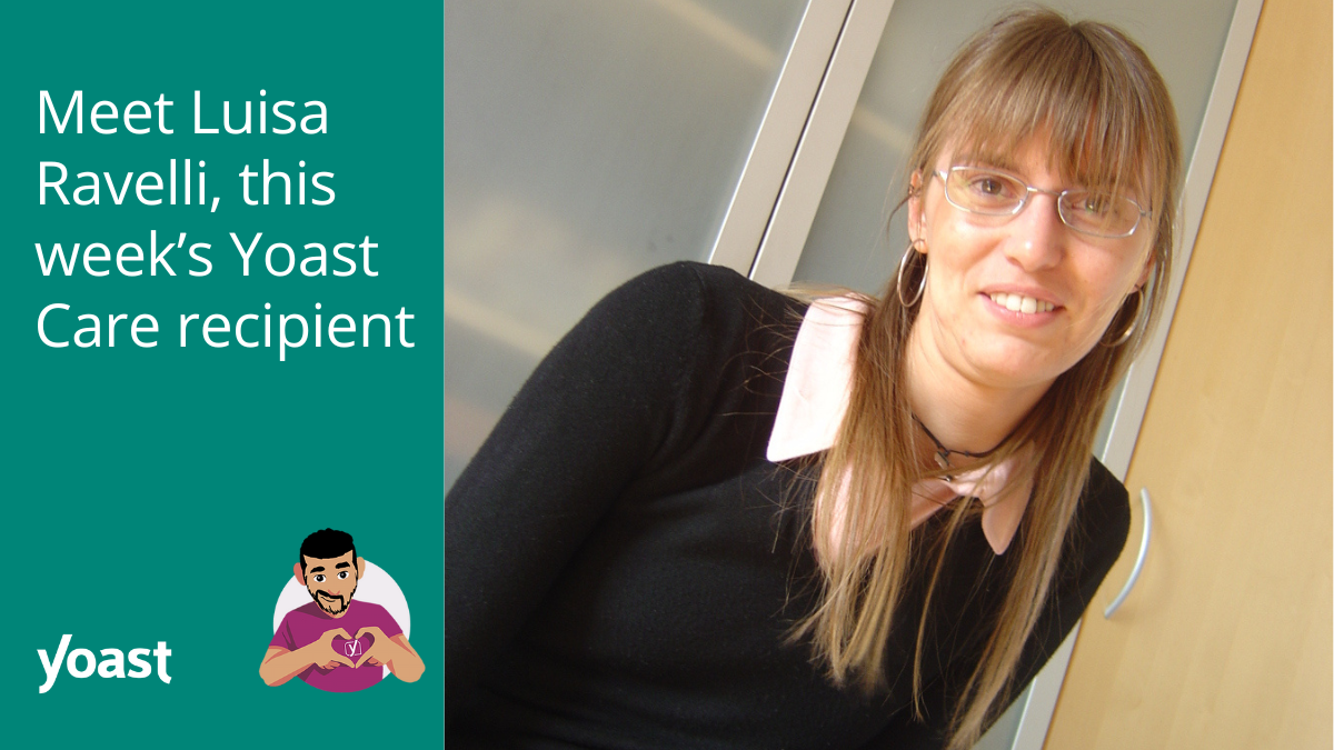 Luisa Ravelli receives the Yoast Care fund for her contribution to the ...