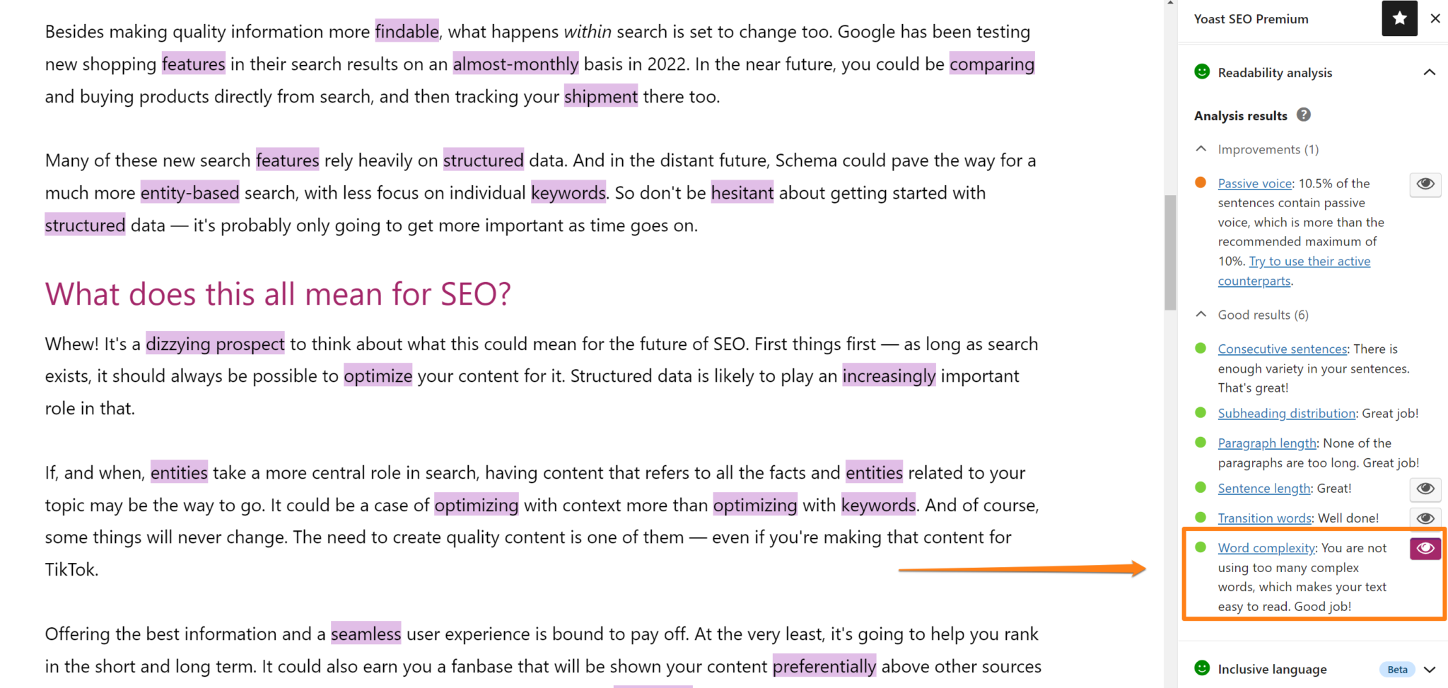 New in Yoast SEO Premium: the word complexity assessment • Yoast