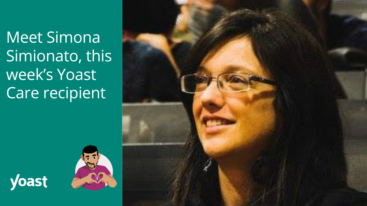 Simona Simionato receives the Yoast Care fund for her contribution to WordPress