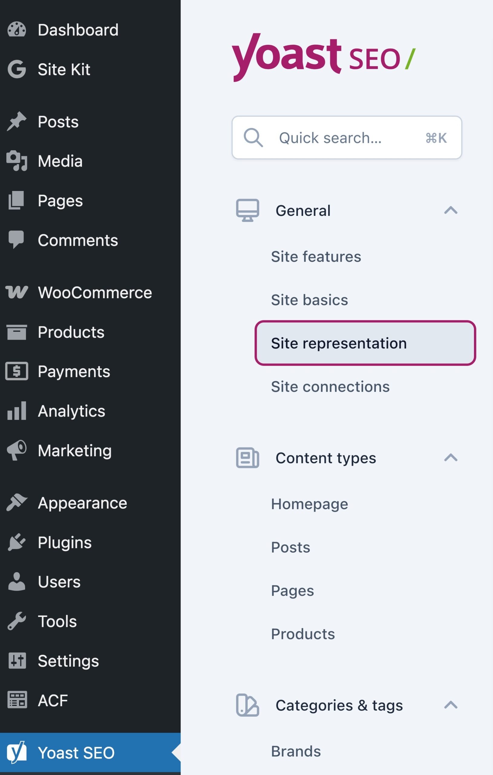 Yoast SEO settings: Site representation • Yoast