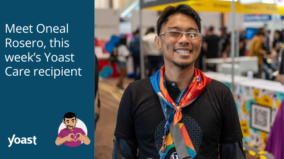Oneal Rosero receives the Yoast Care fund for his contribution to WordPress