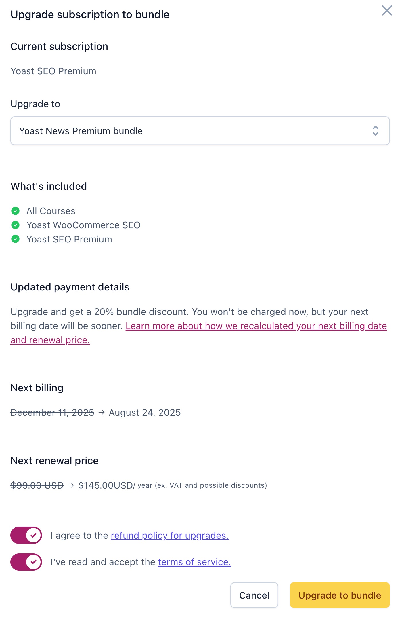 How to upgrade your product subscription to a Yoast Premium bundle • Yoast