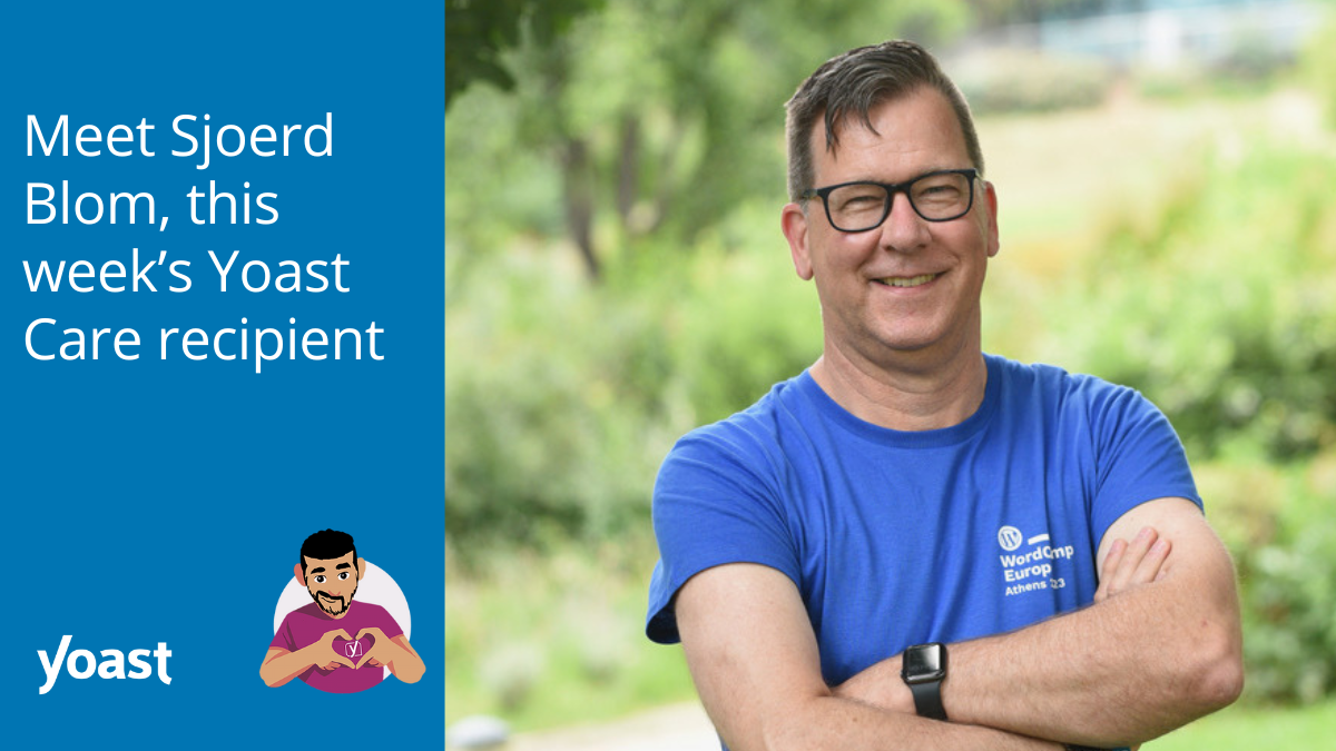 Sjoerd Blom receives the Yoast Care fund for his contribution to the WordPress community • Yoast