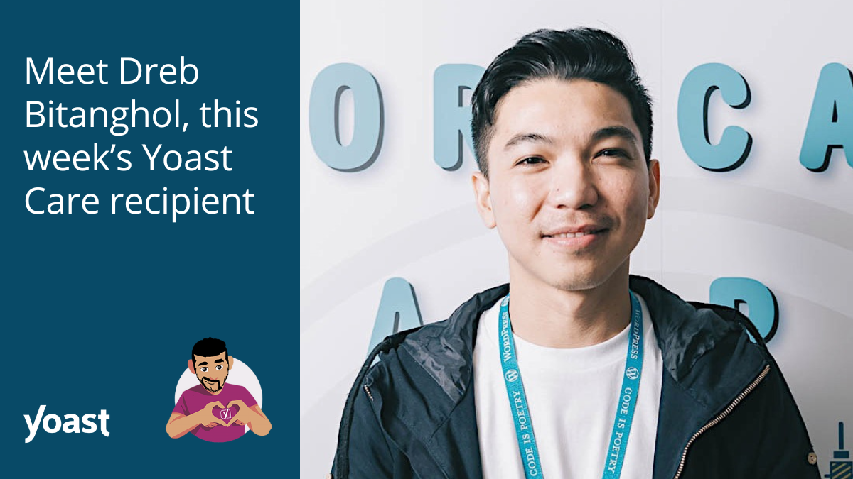 Dreb Bitanghol receives the Yoast Care fund for his contribution to the ...