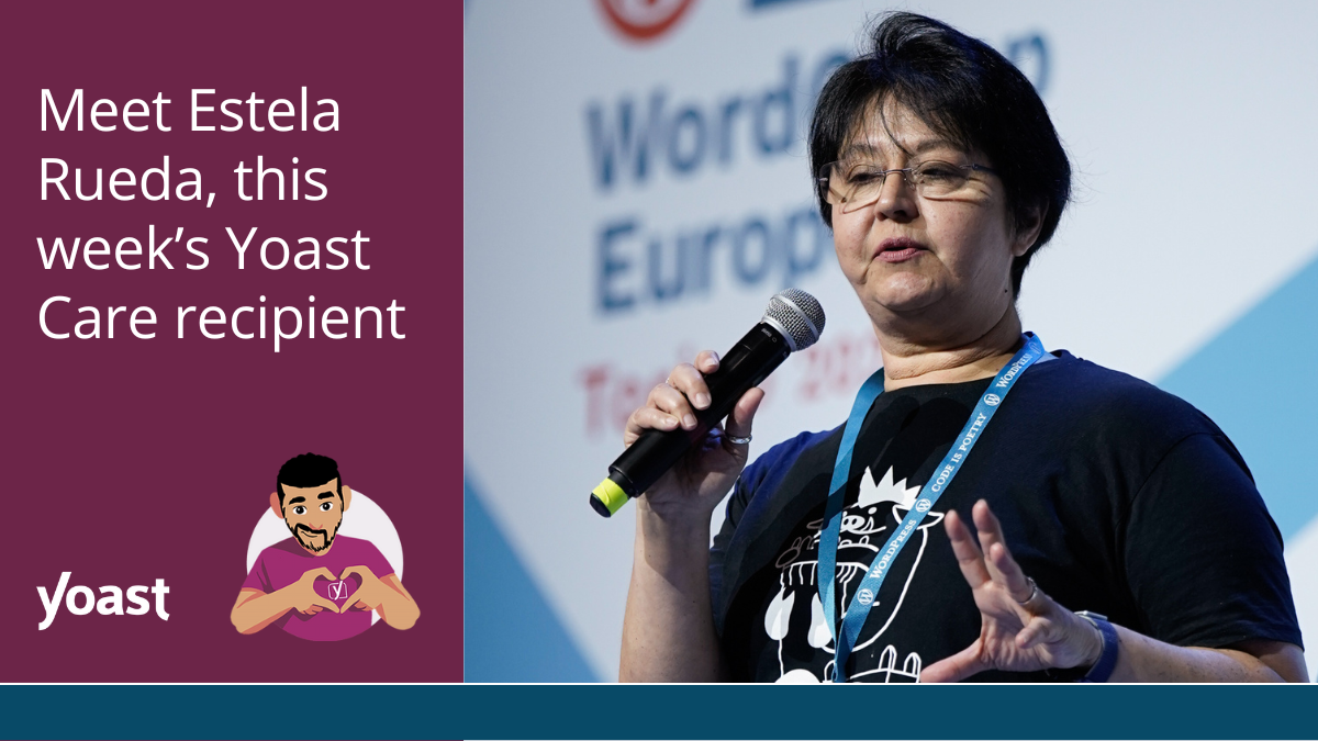 Estela Rueda receives the Yoast Care fund for her contribution to the WordPress community • Yoast