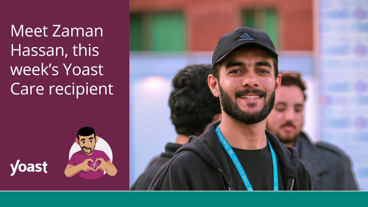 Zaman Hassan receives the Yoast Care fund for his contribution to the WordPress community • Yoast