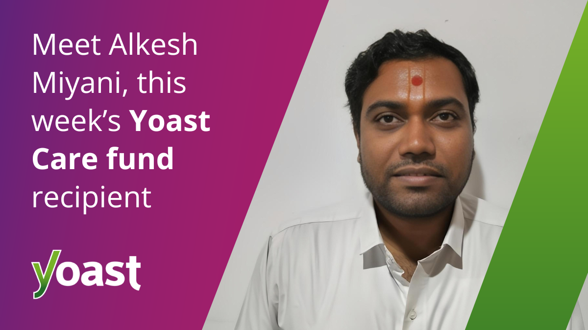 Alkesh Miyani receives the Yoast Care fund for his contribution to the ...