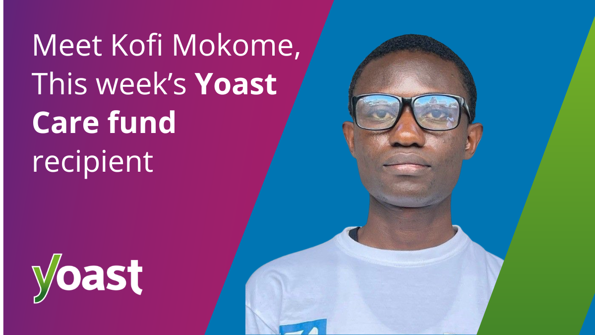 Kofi Mokome receives the Yoast Care fund for his contribution to the WordPress community • Yoast